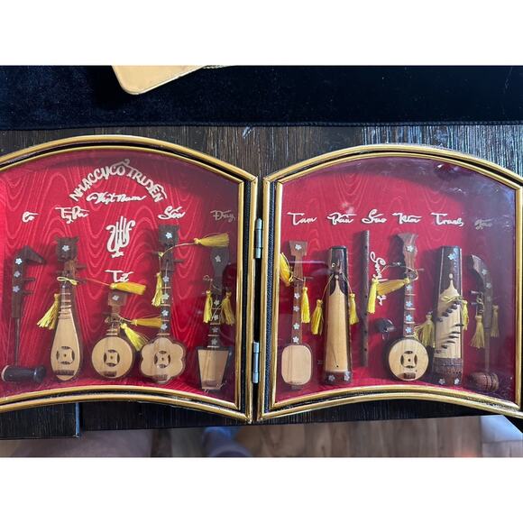 Accessories | Vintage Vietnamese Miniature Wood Instrument Shadow Box ...